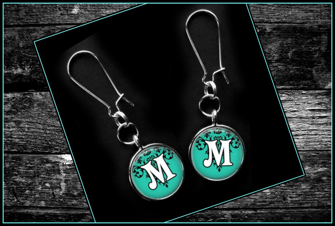 Custom Initial Turquoise Black Floral Monogram Alpha Letter Stainless ...