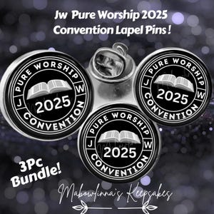 JW 2025 Pure Worship Convention Pins, Tie Tacks 3PC Black & White Open ...