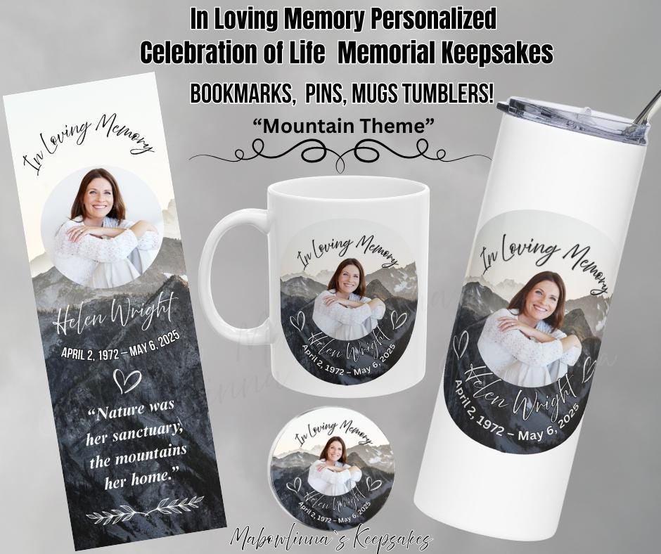 Memorial Mountain Bookmark - in Loving Memory Funeral & Celebration of ...