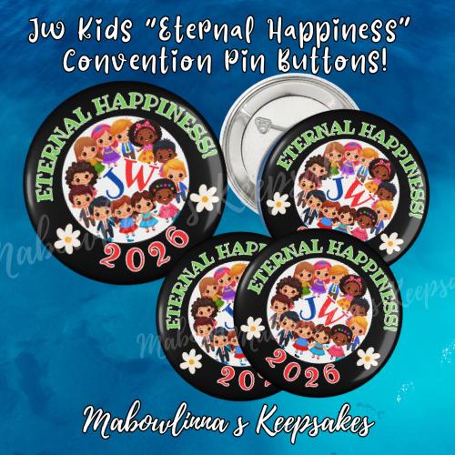 JW 2026 “eternal Happiness” Convention Button Pins – Gifts for JW Kids ...