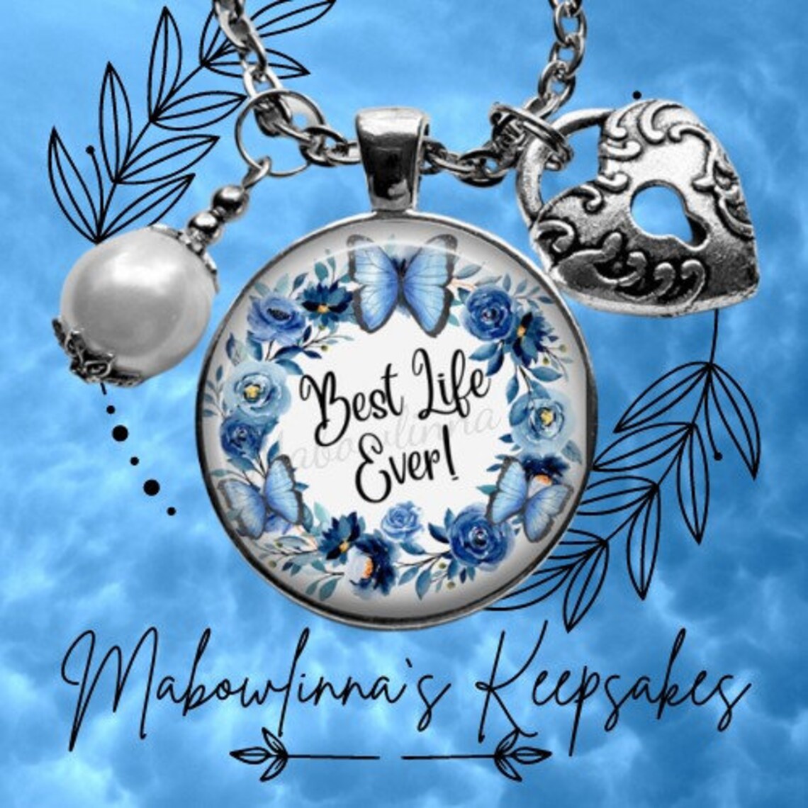Jw "best Life Ever" Baptism Charm Bracelet Blue Floral Butterflies With ...
