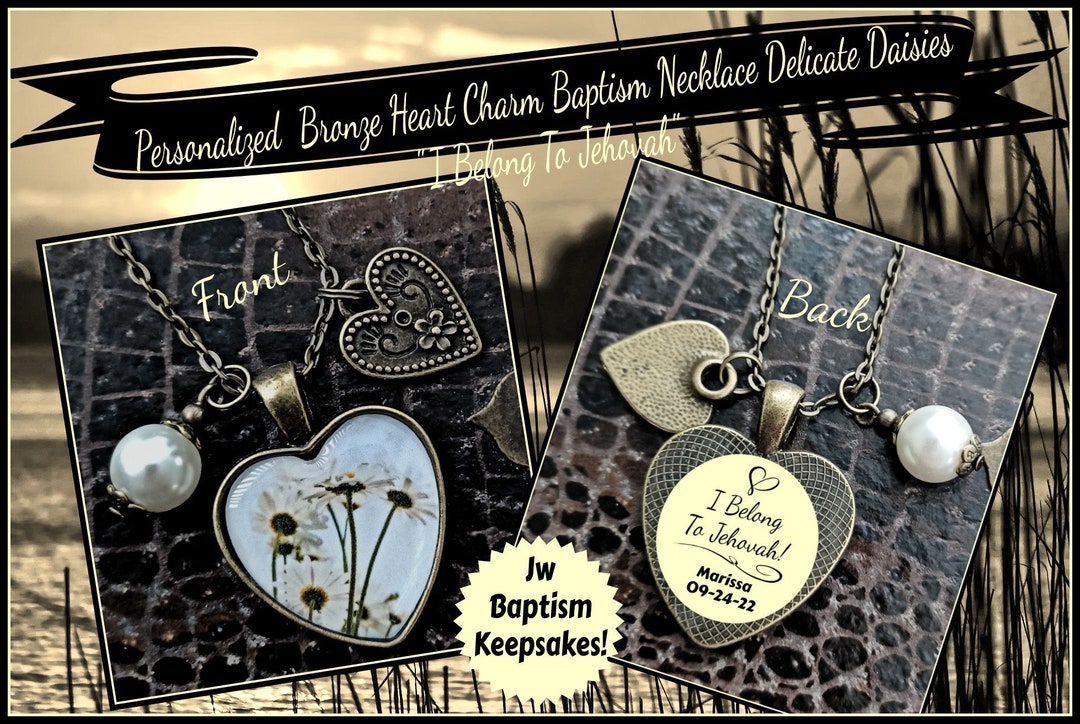 JW Baptism Heart Charm Necklace Delicate Daisies "i Belong to Jehovah ...