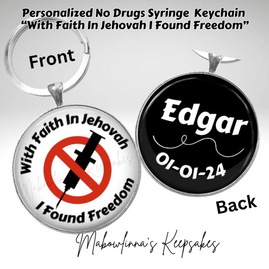 Personalized No Drugs Syringe Keyring Celebrate a Drug-free Life Faith ...
