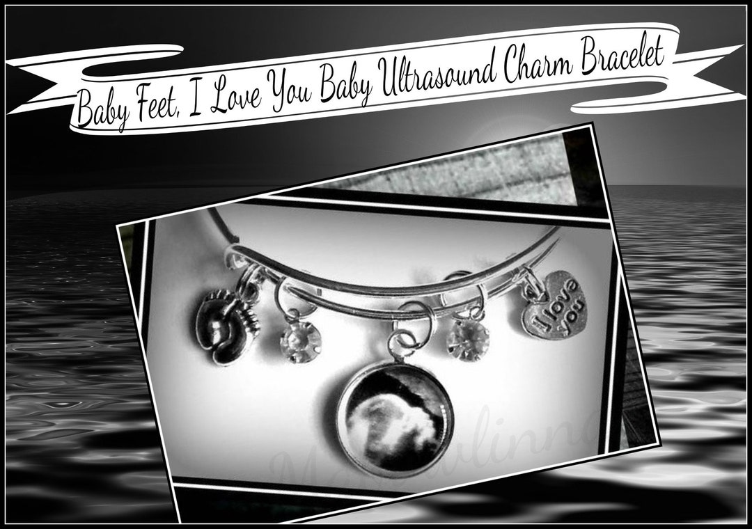 Baby Ultrasound Sonogram Custom Photo Baby Feet, I Love You Charm ...