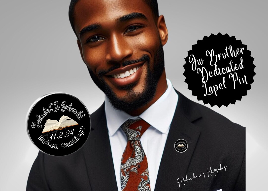 JW Brother Personalized "dedicated to Jehovah" Baptism Lapel Pin, Tie ...