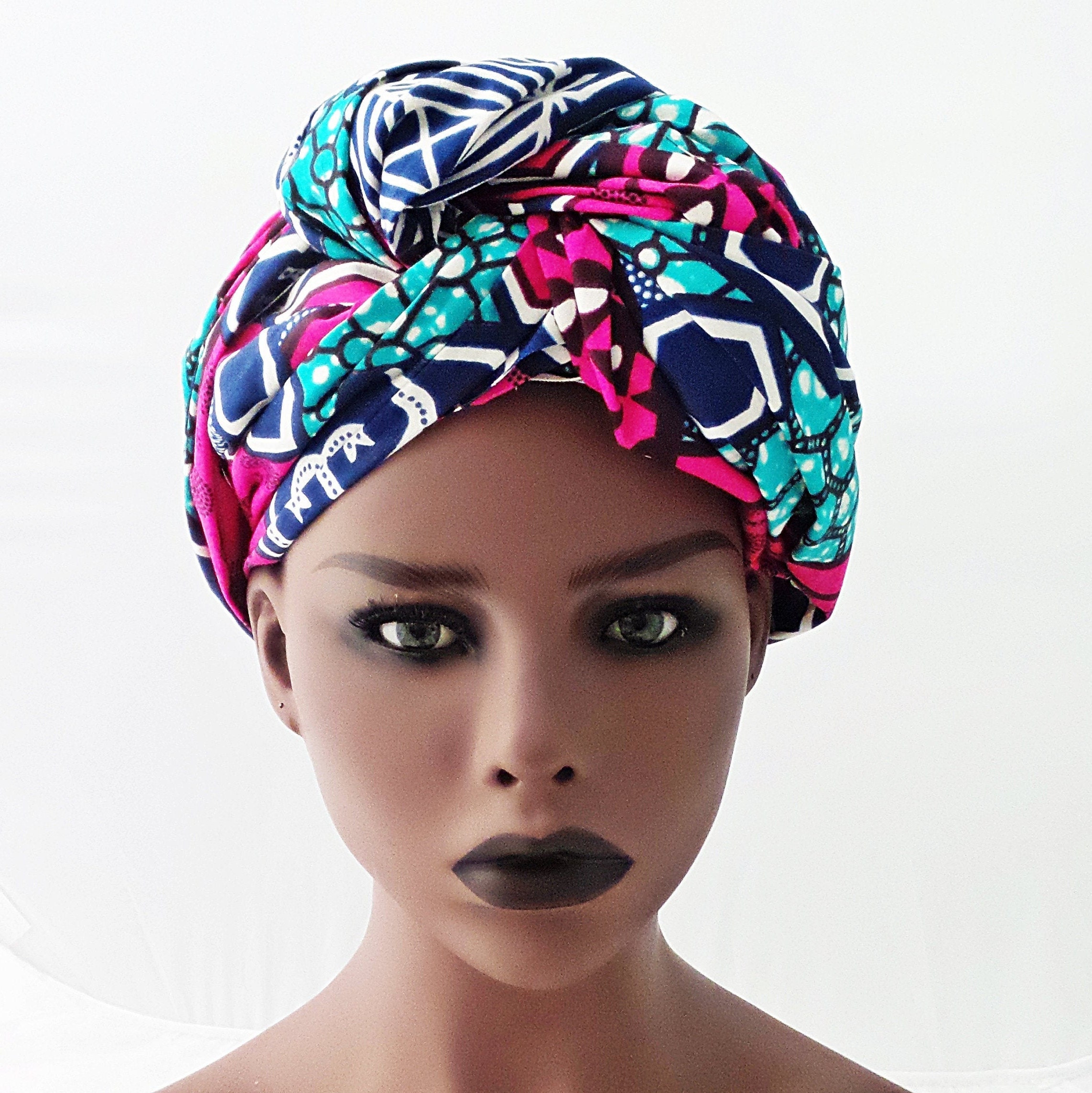 African Print Headwrap and Face Mask Set Magenta Pink and | Etsy