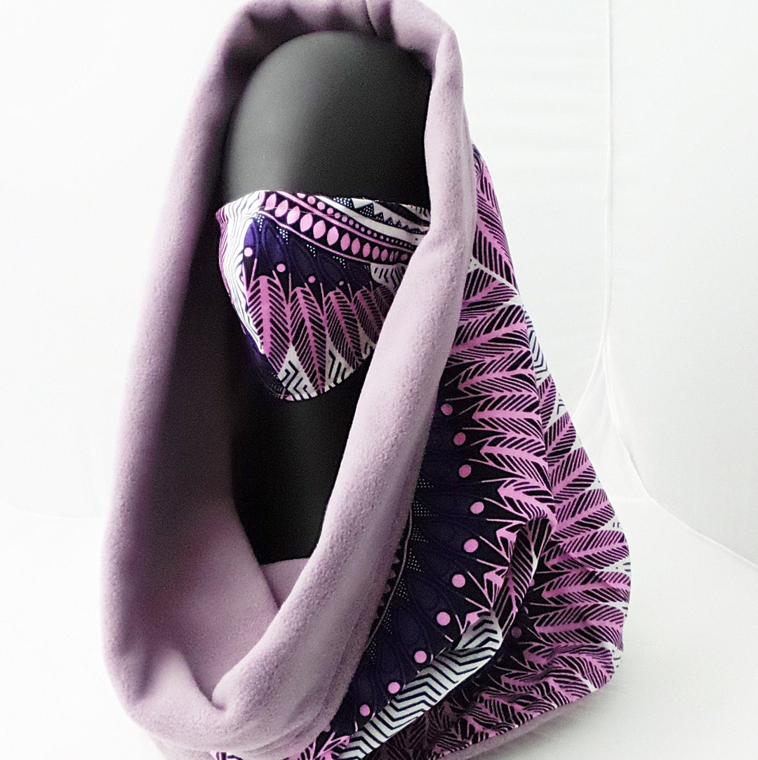 Feather Crown African Print Snood and Face Mask Set, African Scarf ...