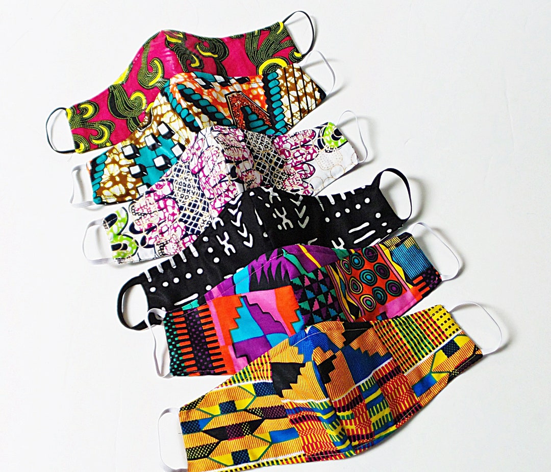 African Print Face Mask: Kente & Mud Cloth, Filter Pocket, USA Made - Etsy