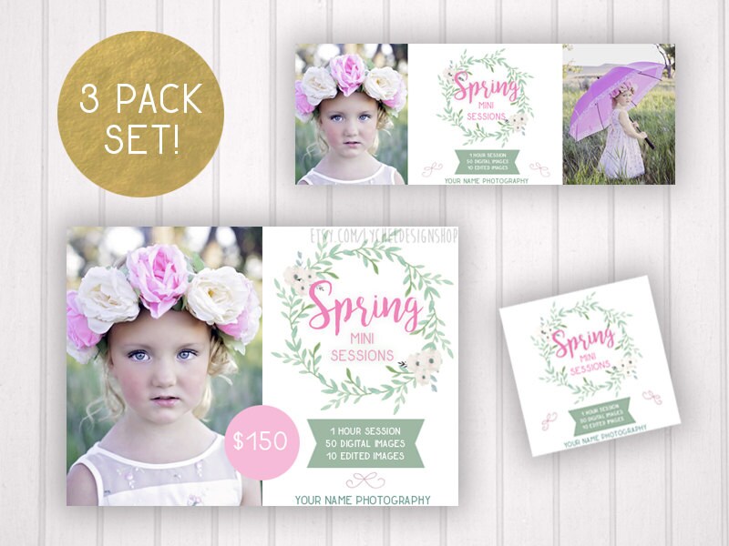 Watercolor Spring Mini Session Set | Photographer Marketing Board ...