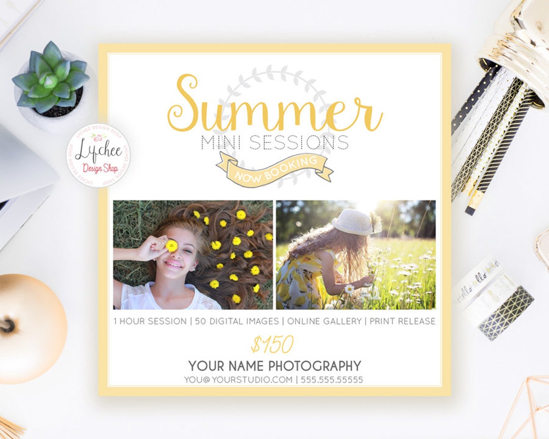 Summer Mini Session Digital Template Square 5x5 Card | Summer Mini ...