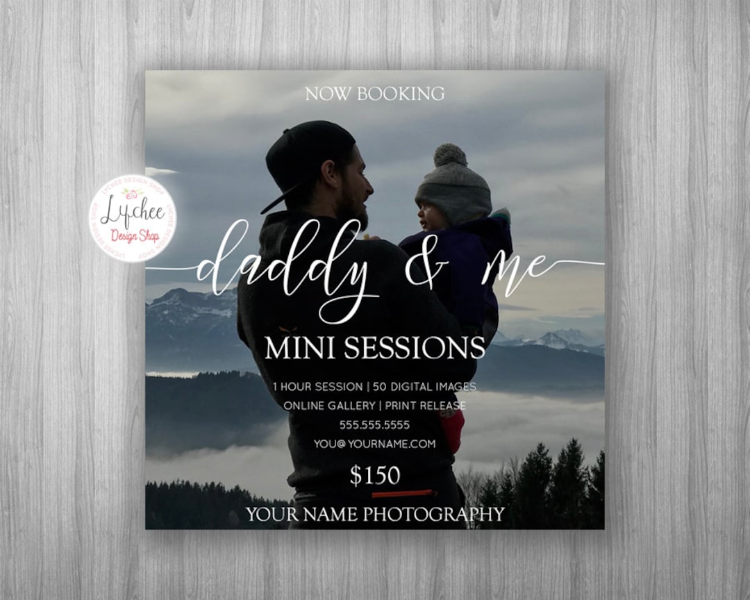 Father's Day Mini Session Digital Template 7x5 Card | Daddy and Me Mini ...