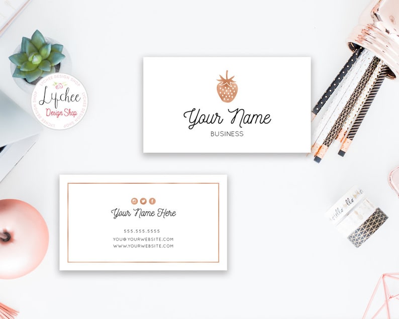 Rose Gold Strawberry Business Branding Package | Photography Watermark ...