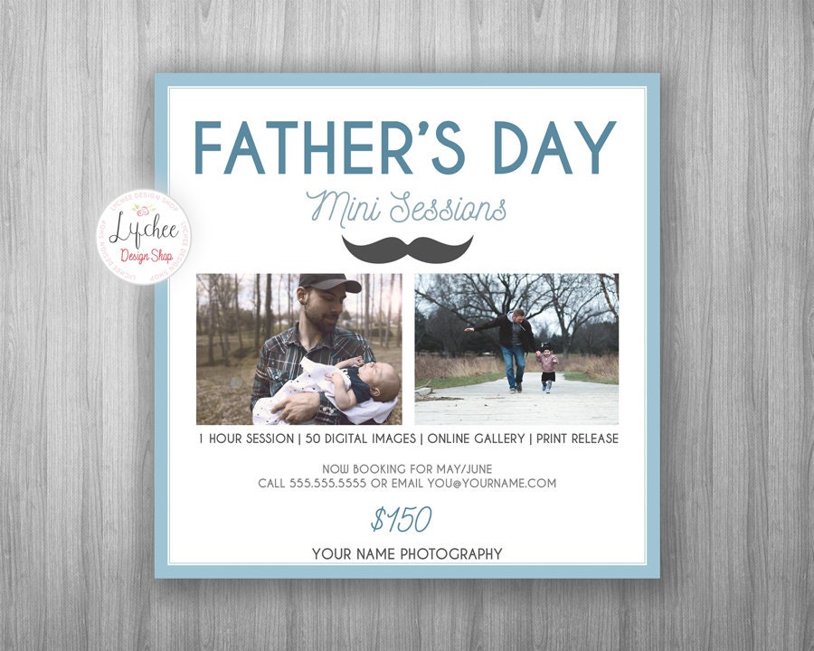 Father's Day Mini Session Digital Template 5x5 Card | Daddy and Me Mini ...