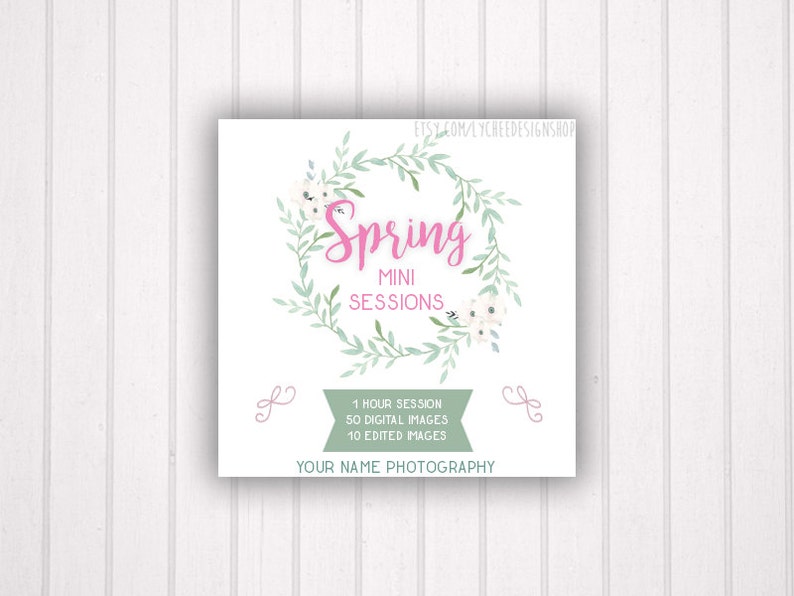 Watercolor Spring Mini Session Set | Photographer Marketing Board ...