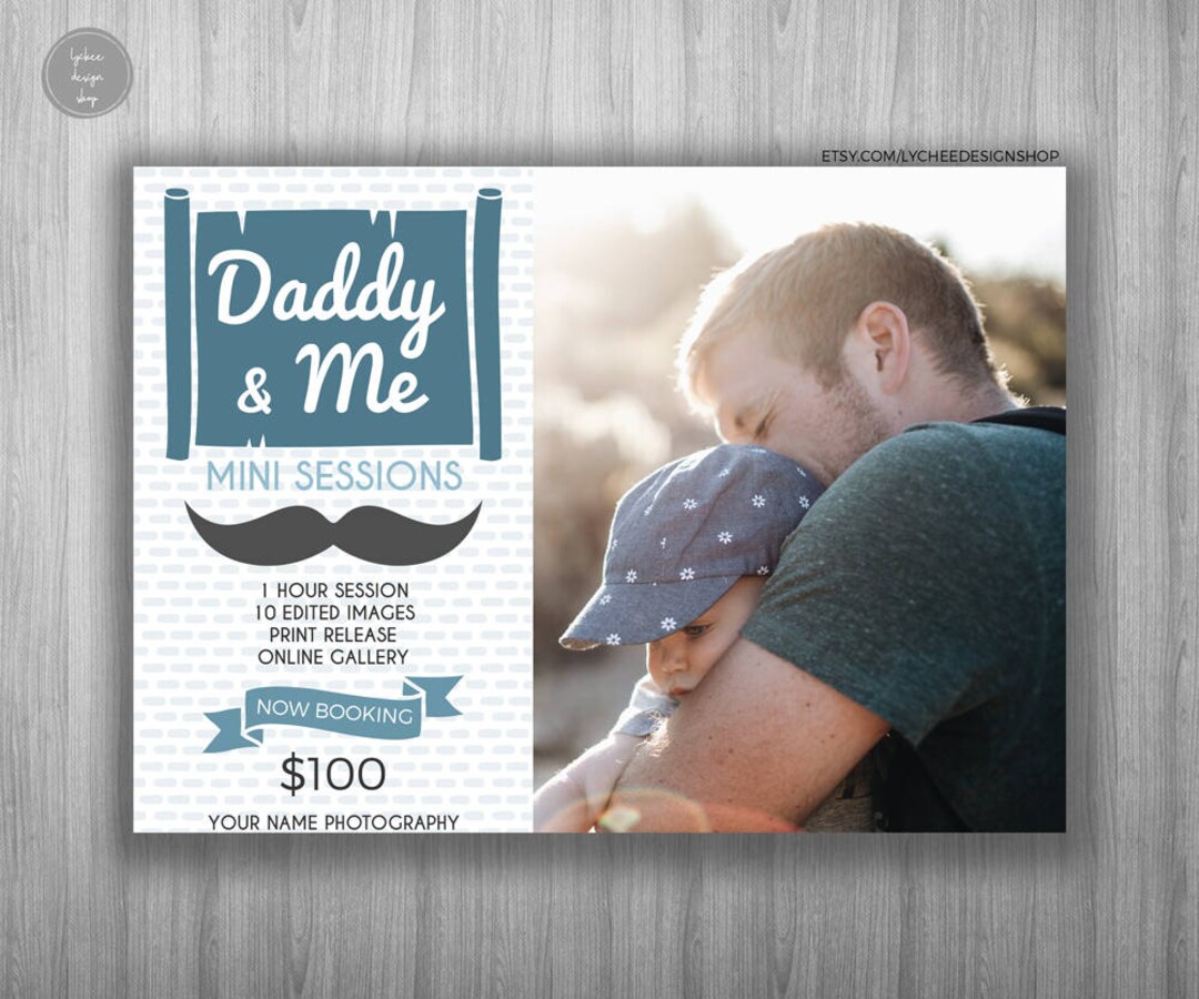 Father's Day Mini Session Digital Template 7x5 Card | Daddy and Me Mini ...