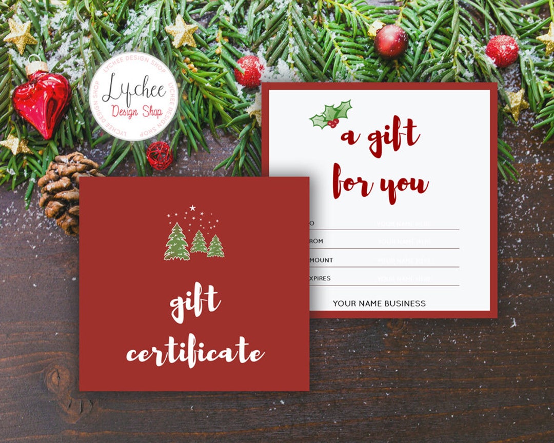 Printable Christmas Tree Watercolor Gift Certificate Template ...