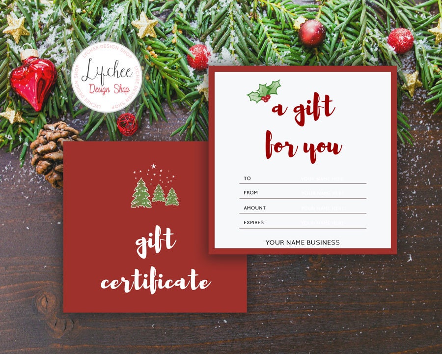Printable Christmas Tree Watercolor Gift Certificate Template ...