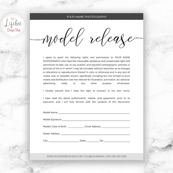 Photo Model Release - Etsy