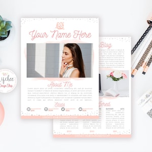 Blush Pink Silver Foil Rose Watercolor Dots Media Kit Template 2 Page ...