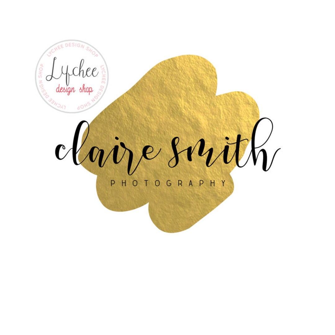 Pre-made Gold Foil Watercolor Logo Design Template | Gold Foil Overlay ...
