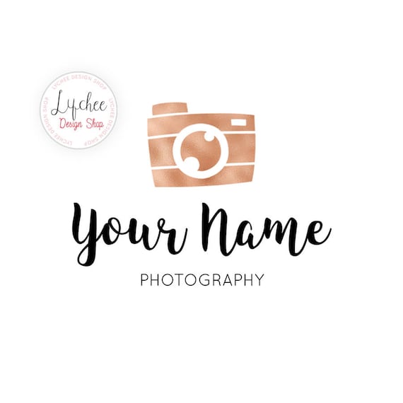 Pre-made Rose Gold Foil Camera Logo Design Template Editable | Etsy