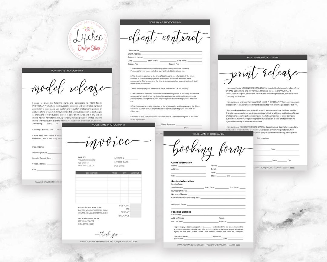 Photography Form Template Set | Photography Marketing Bundle ...