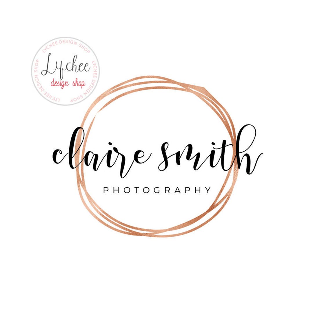 Pre-made Rose Gold Foil Circle Logo Design Template | Rose Gold Circle ...