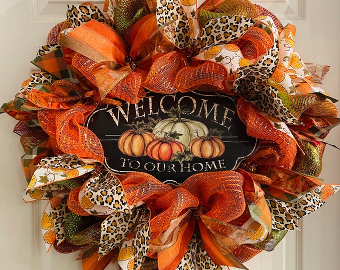 Fall Wreath, Welcome to Our Home, Pumpkins - Etsy