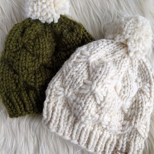 Bow Knot Chunky Knit Hat Knitting Pattern: Bulky Yarn (digital Download ...