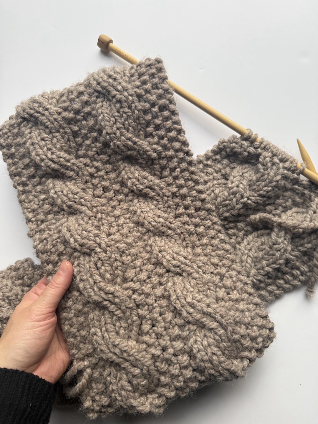 Chunky Double Cable Scarf Knitting Pattern, Cable Scarf Beginner ...