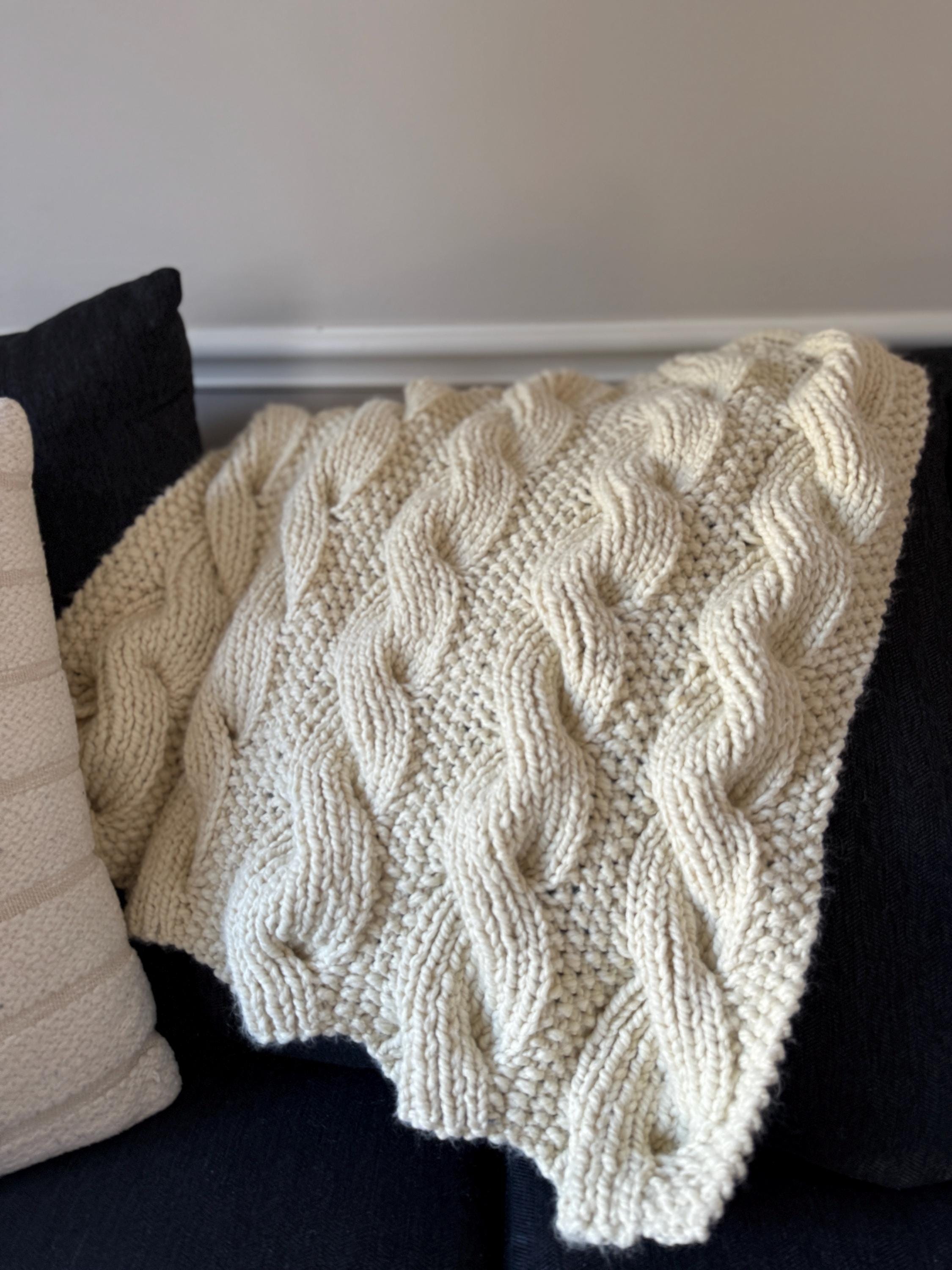 Chunky Knit Cable Blanket Pattern: Super Bulky Throw (PDF Pattern) - Etsy