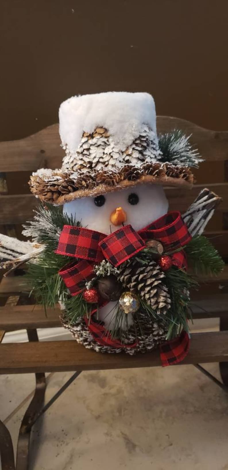 Rustic Snowman Pinecone Snowman Farmhouse Decor Christmas - Etsy