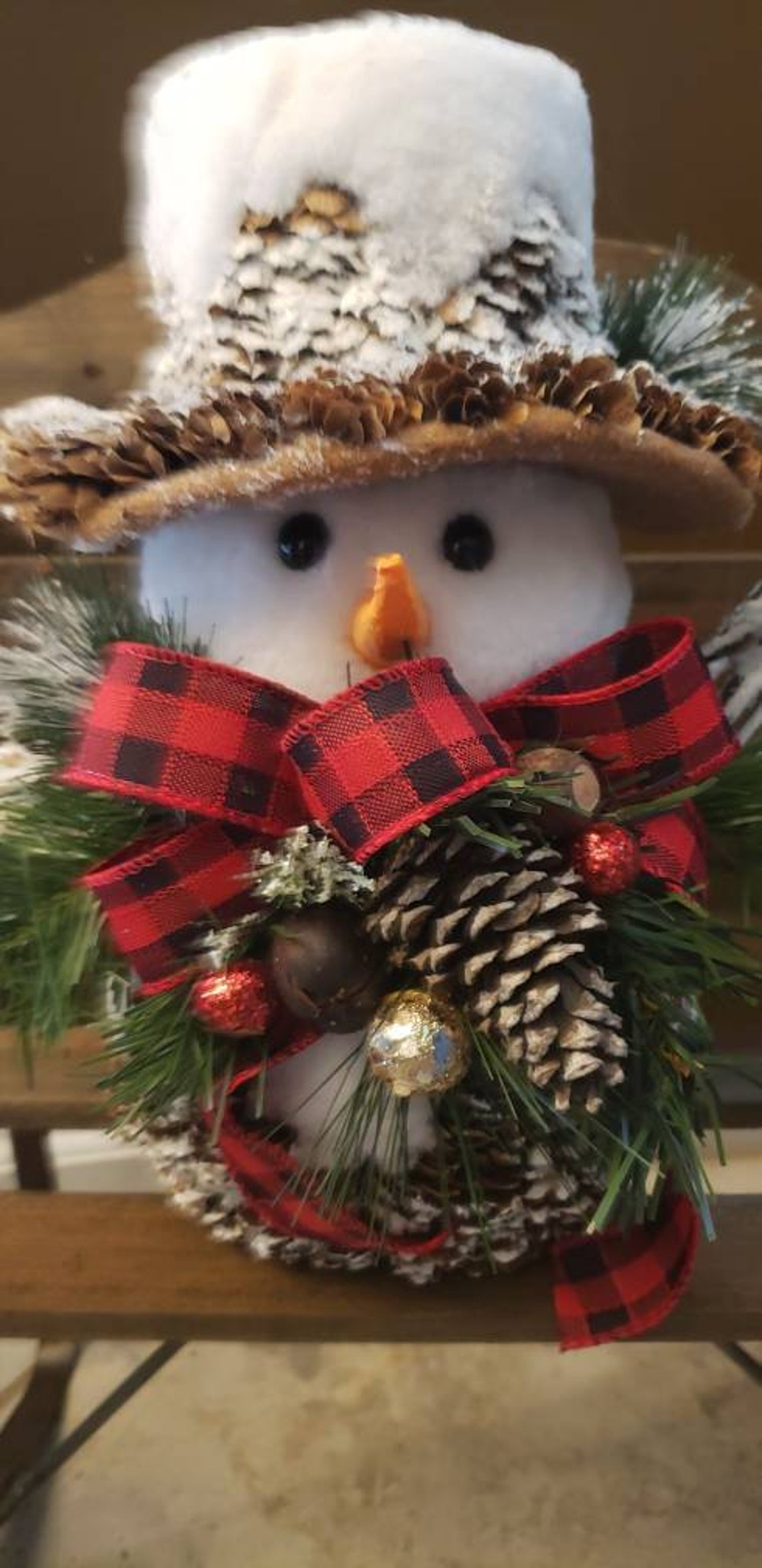 Rustic Snowman Pinecone Snowman Farmhouse Decor Christmas - Etsy
