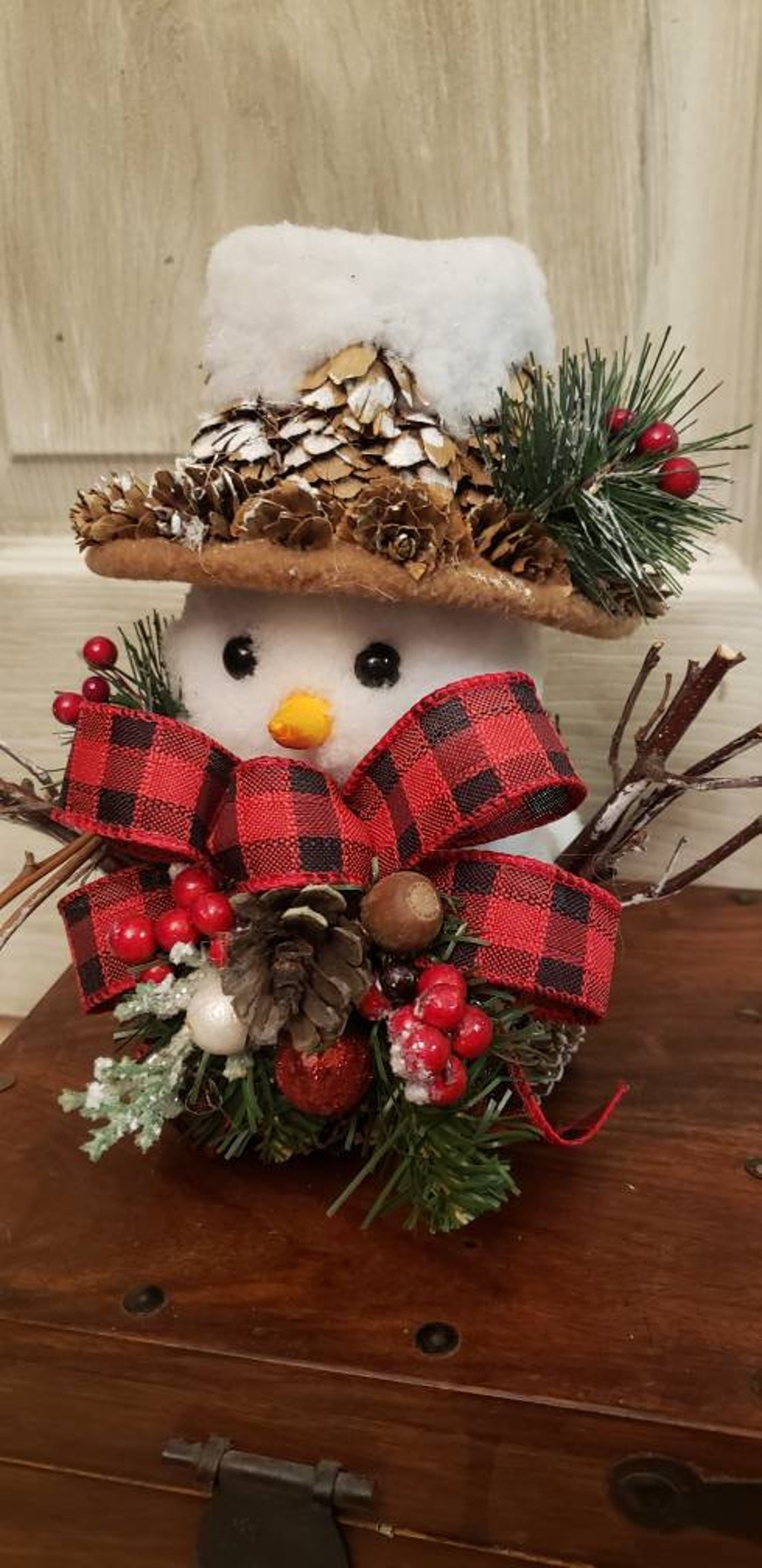 Rustic Snowman Pinecone Snowman Farmhouse Decor Christmas - Etsy