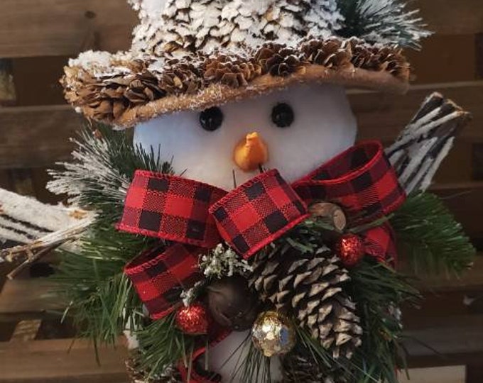 Rustic Snowman, Pinecone Snowman, Farmhouse Decor, Christmas ...