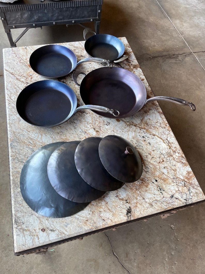 11" In. Carbon Steel - Shallow Fry Pan (skillet) - Hand Forged - Etsy