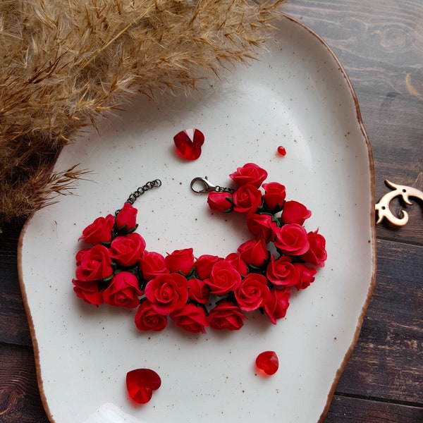 Red Rose Bracelet - Etsy