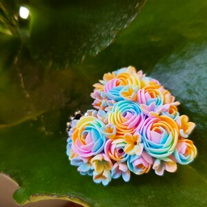 Rainbow Rose Heart Pendant, Rainbow Flowers Necklace, Heart Shape, Gift ...