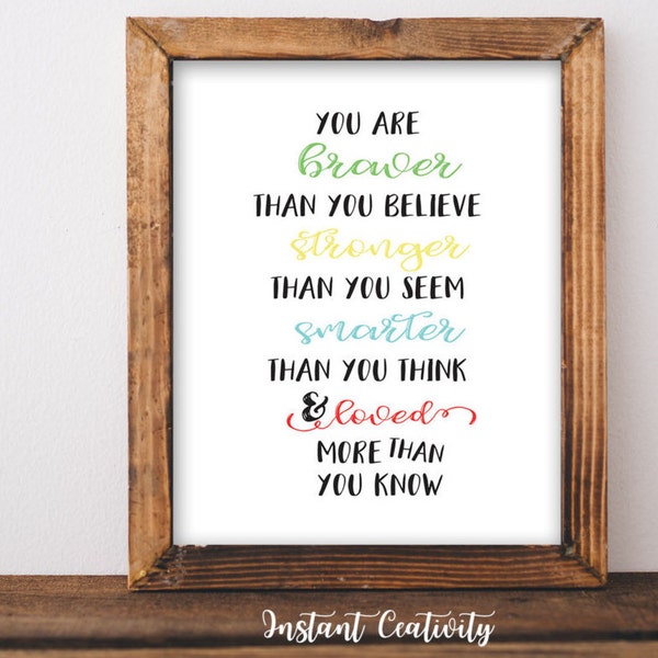 You Are Braver Than You Believe - Etsy