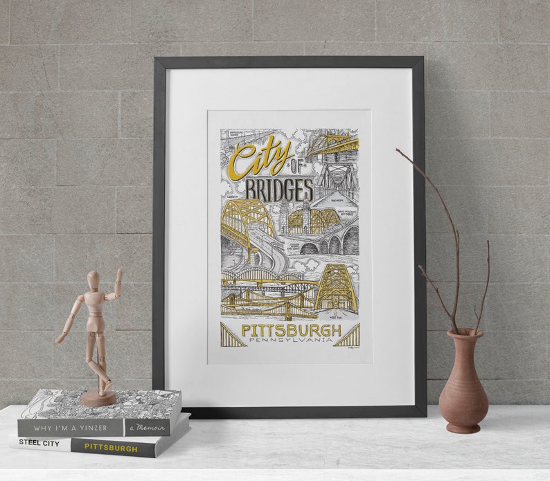 Pittsburgh Bridges Art Print: Steel City Wall Decor - Etsy