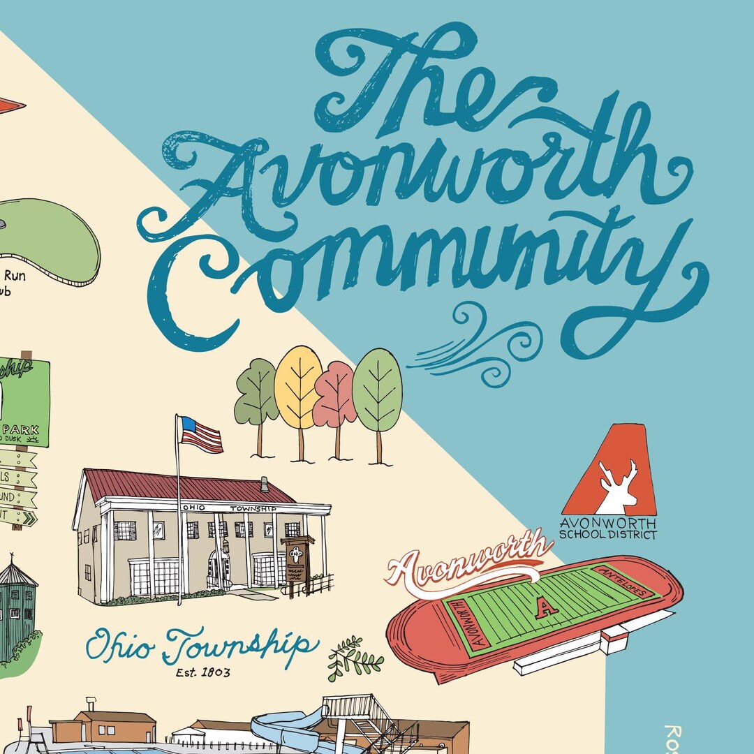 Avonworth Community Art Map: Pittsburgh, PA - Illustrated Print - Etsy