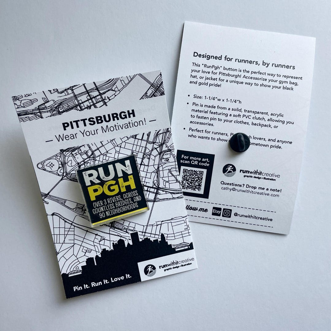 Running Pin, Run Pittsburgh Pin, Pittsburgh Marathon Pin, City of ...