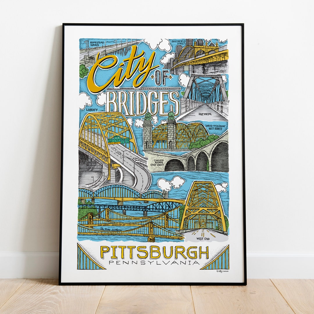 Pittsburgh Bridges Art Print: Steel City Wall Decor - Etsy