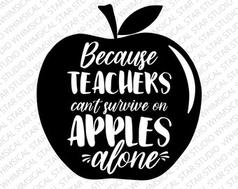 Teacher Can’t Live on Apples Alone Svg - Etsy