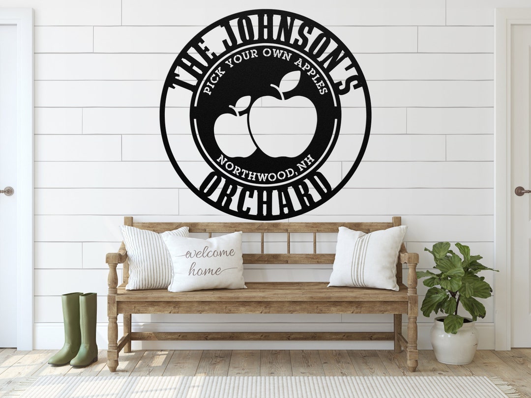 Personalized Apple Orchard Metal Sign Hanging Apple Tree - Etsy
