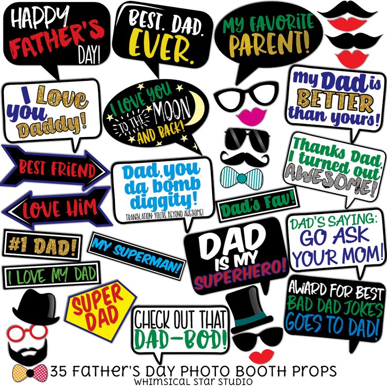 Father's Day Photo Booth Props 35 Printable Party Props - Etsy