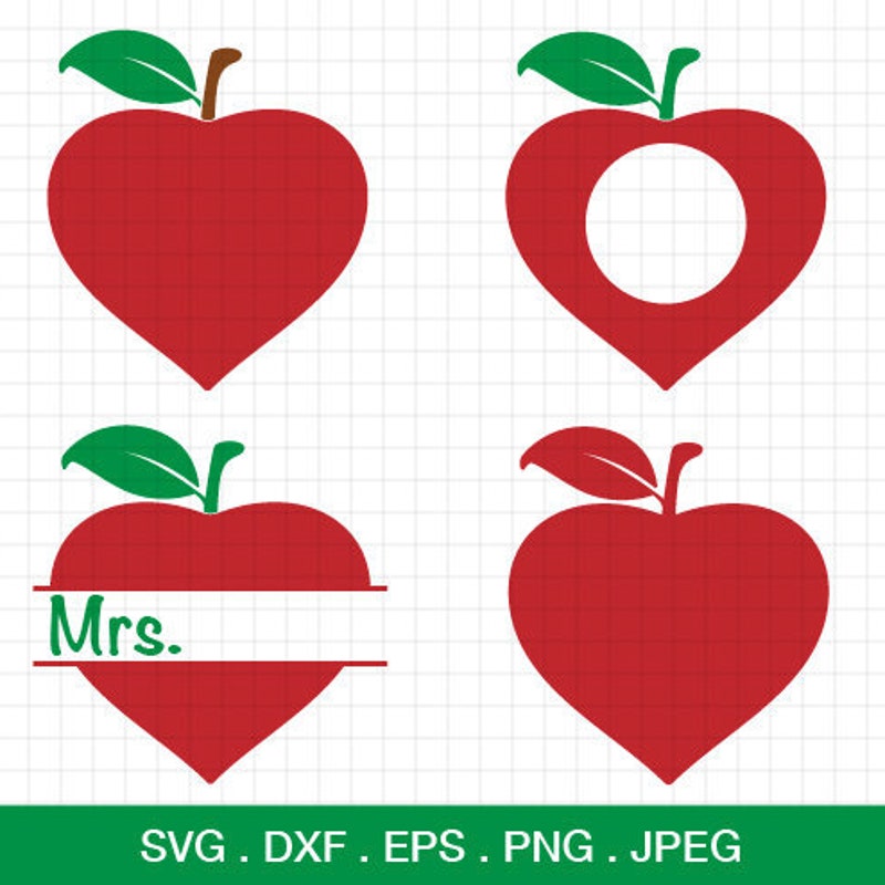 Heart Apple Svg - Etsy