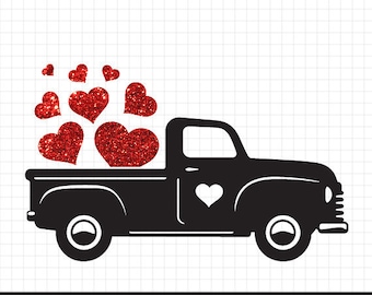 Valentine Truck Svg, Valentine's Day Svg, Red Truck With Heart Svg ...