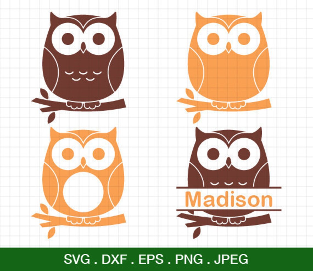 Owl Svg, Owl Monogram Frames SVG, Cute Owl Svg, Owl Monogram, Cute Owl ...