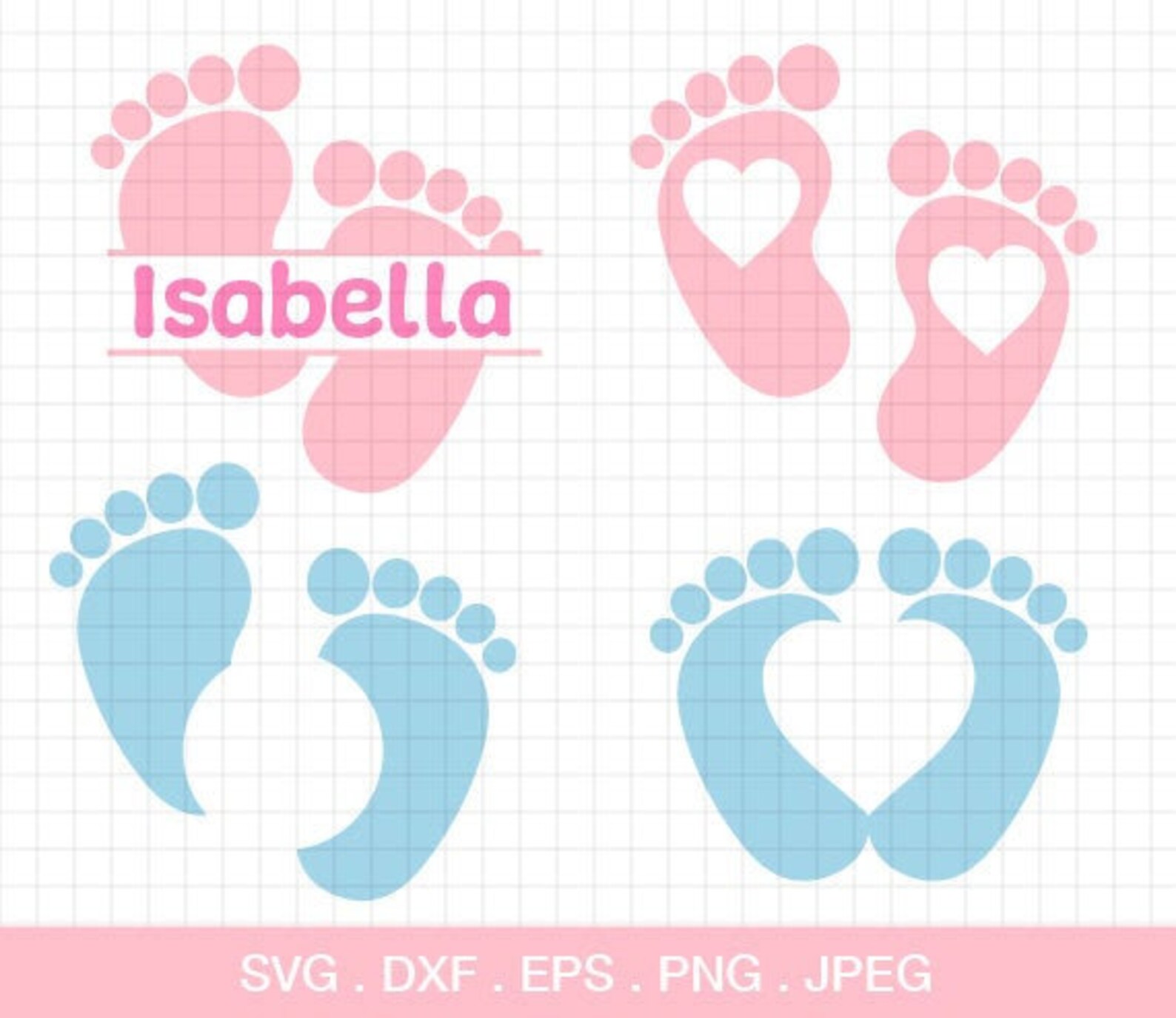 Baby Feet Svg Baby Feet Monogram Frames Svg Baby Feet Clipart Nursery ...
